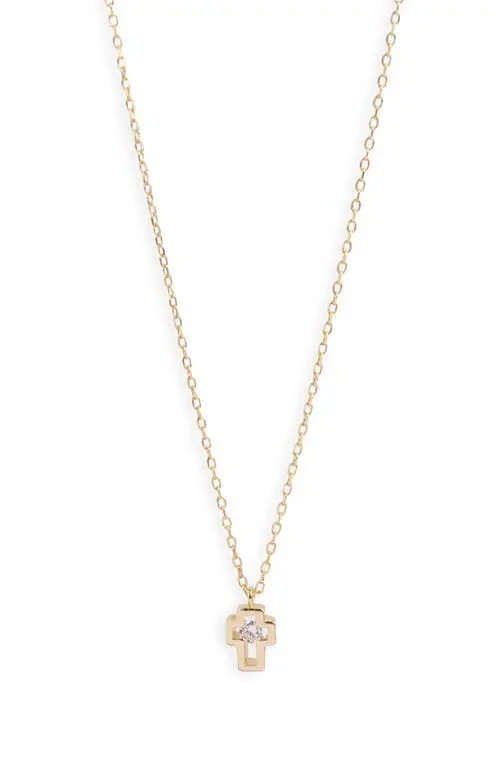 Argento Vivo Mini Cross Pendant Necklace - Gold
