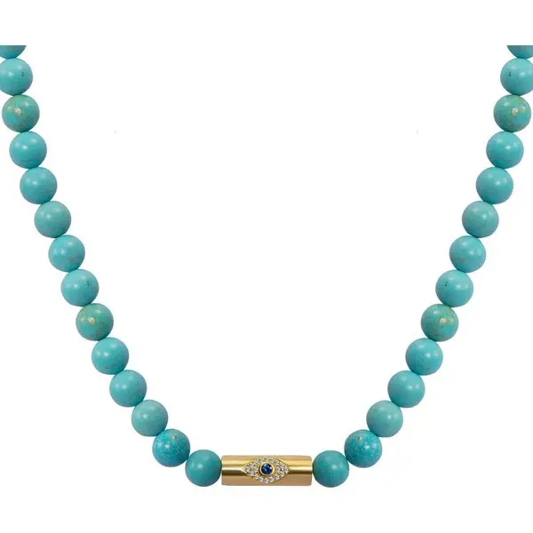 GEMMA AZZURRO Beaded Rod Eye Necklace - Turquoise