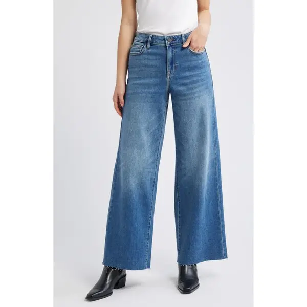 HIDDEN JEANS Raw Hem Wide Leg Jeans