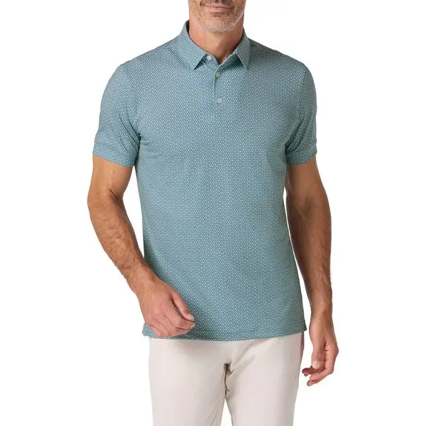 Mizzen+main Versa Trim Fit Performance Golf Polo - Eucalyptus Multi Circle