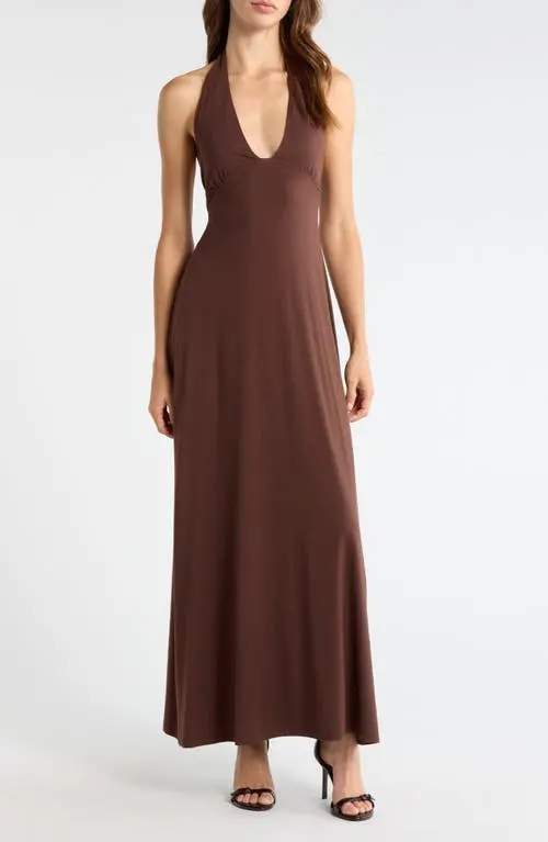 PACSUN Third Charm Alexa Halter Maxi Dress - Brown