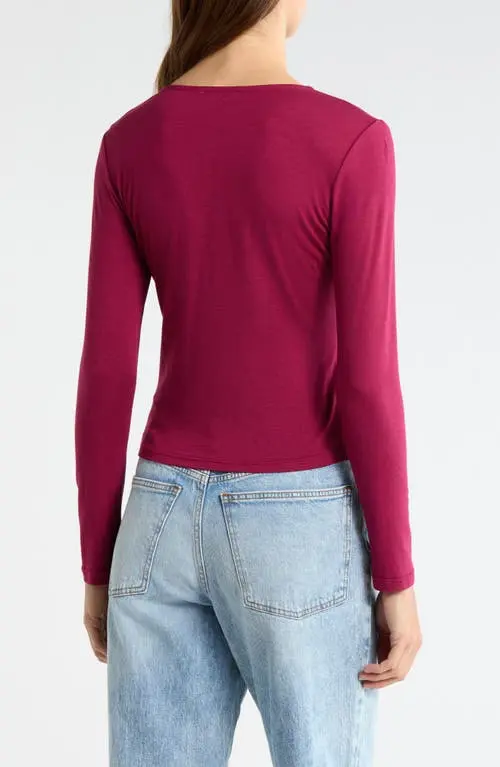 PACSUN Shelby Button-up Knit Top - Wine