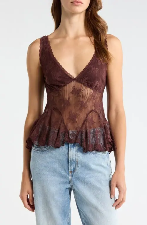 PACSUN Romee Lace Tank - Brown