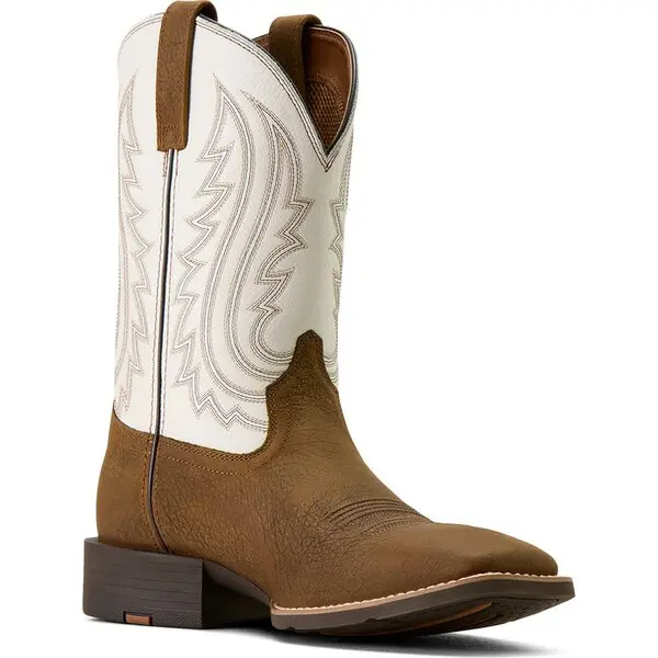 Ariat Leather Cowboy Boots - Brown/white