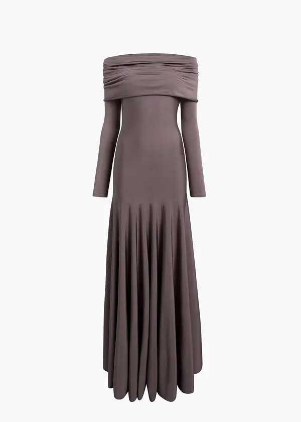 Khaite Genesis Off-the-shoulder Knit Dress - Titanium