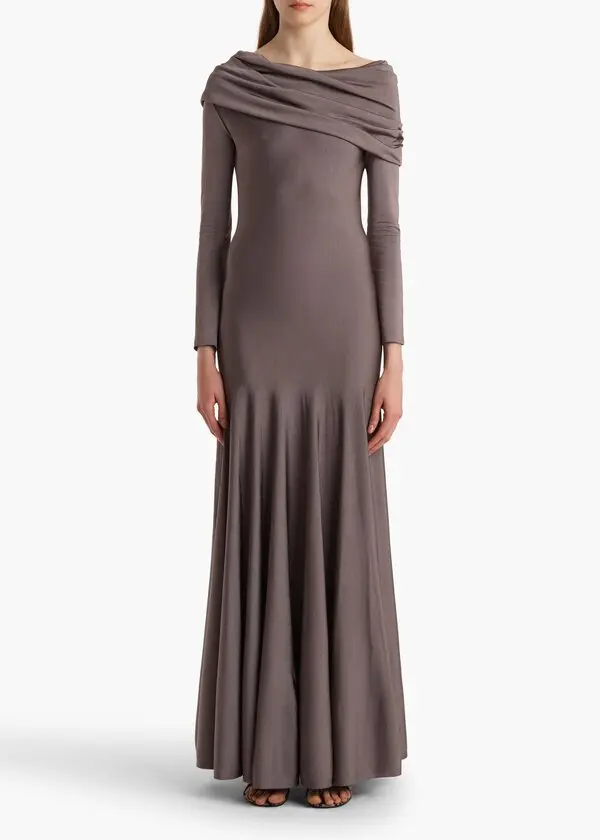 Khaite Genesis Off-the-shoulder Knit Dress - Titanium