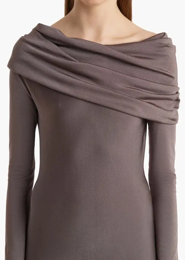 Khaite Genesis Off-the-shoulder Knit Dress - Titanium