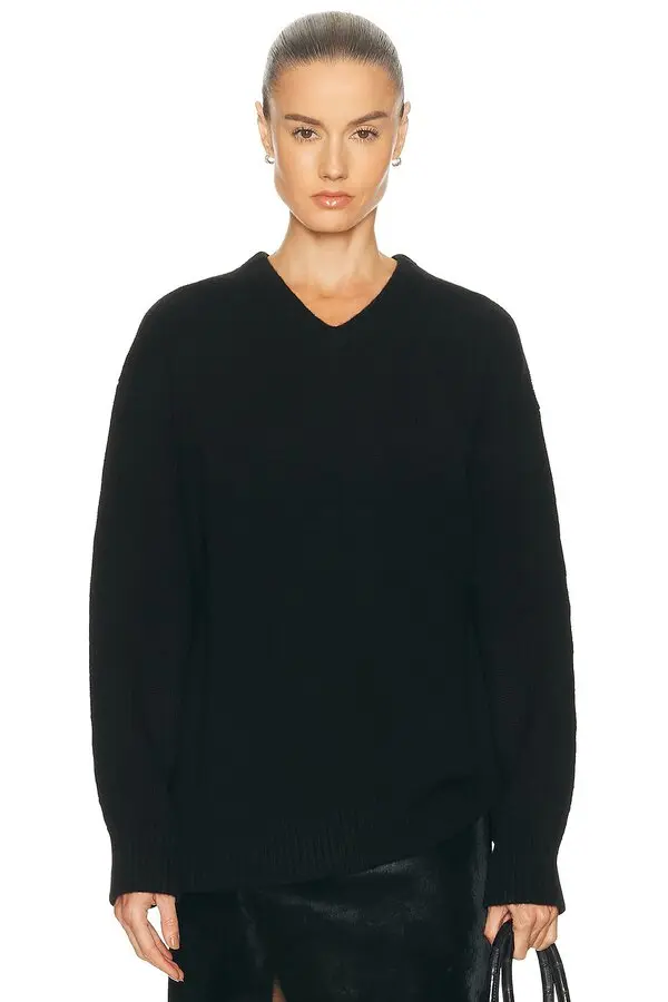 EAVES Zelia V-neck Sweater - Black