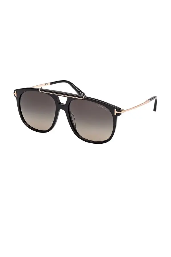 TOM FORD Navigator Sunglasses - Shiny Black & Smoke