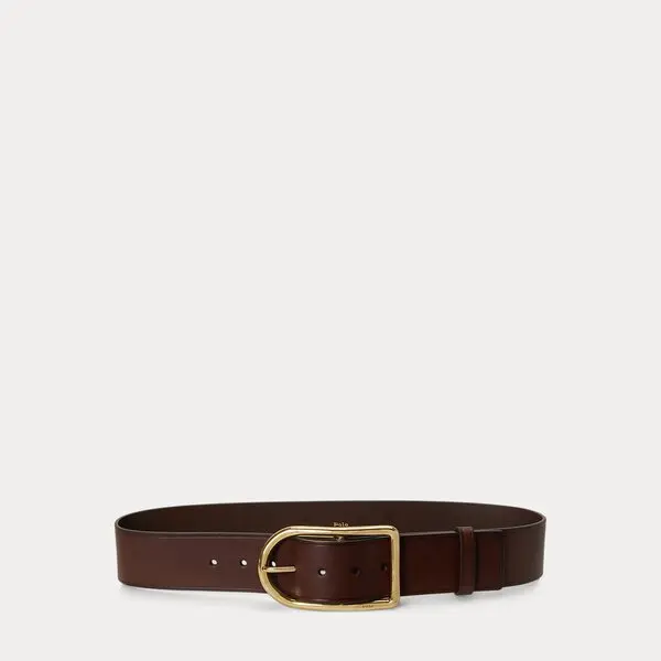 Ralph Lauren Curved-buckle Leather Belt - Acorn