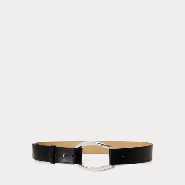 Ralph Lauren Stirrup-buckle Wide Leather Belt - Black