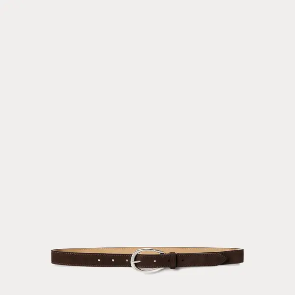 Ralph Lauren Stirrup-buckle Calfskin Suede Belt - Chocolate