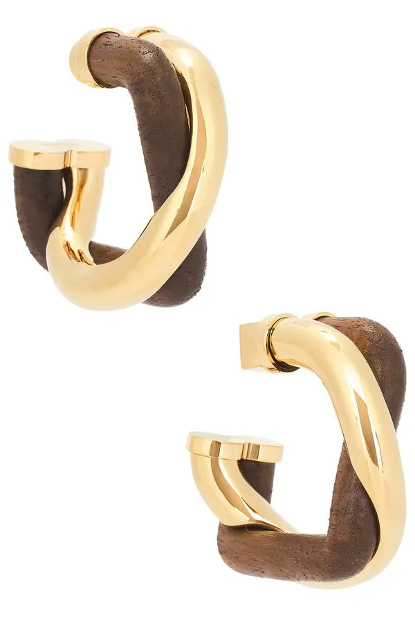 Jacquemus Les Boucles Doppio Earrings - Gold & Brown
