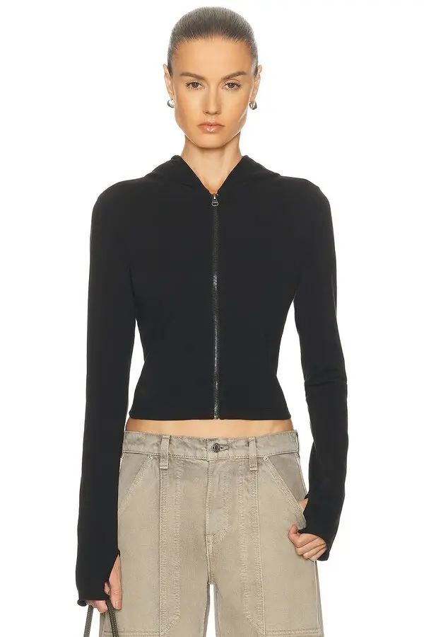 GRLFRND Shrunken Zip Up Hoodie - Black