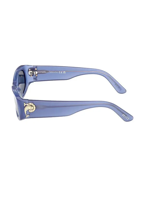 Emilio Pucci Oval Sunglasses - Shiny Opal Blue & Blue