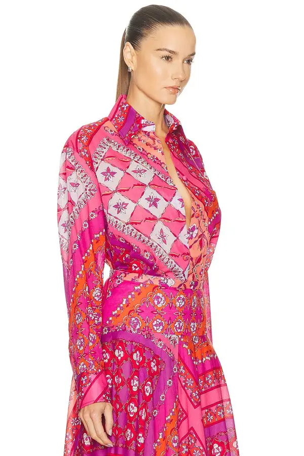 Emilio Pucci Long Sleeve Button Up Top
