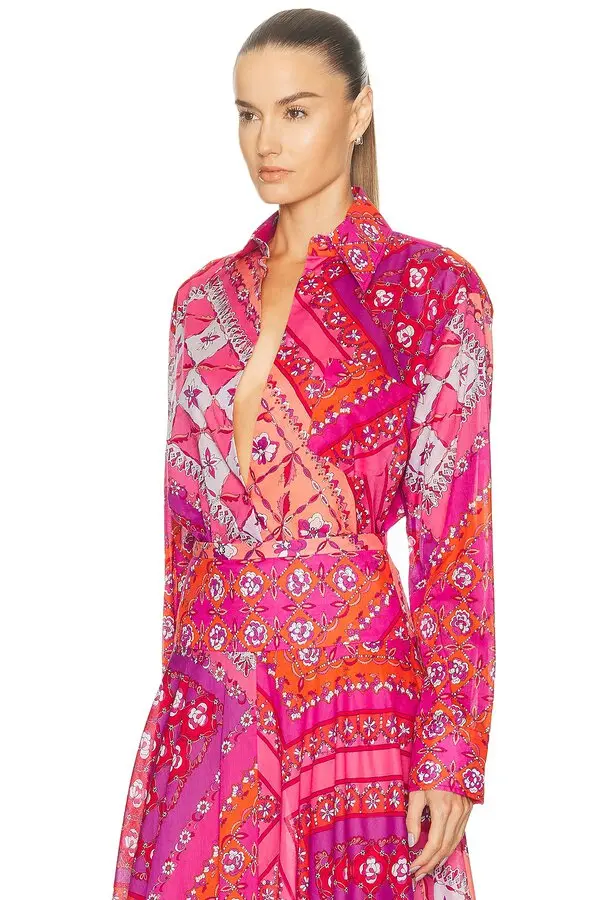 Emilio Pucci Long Sleeve Button Up Top