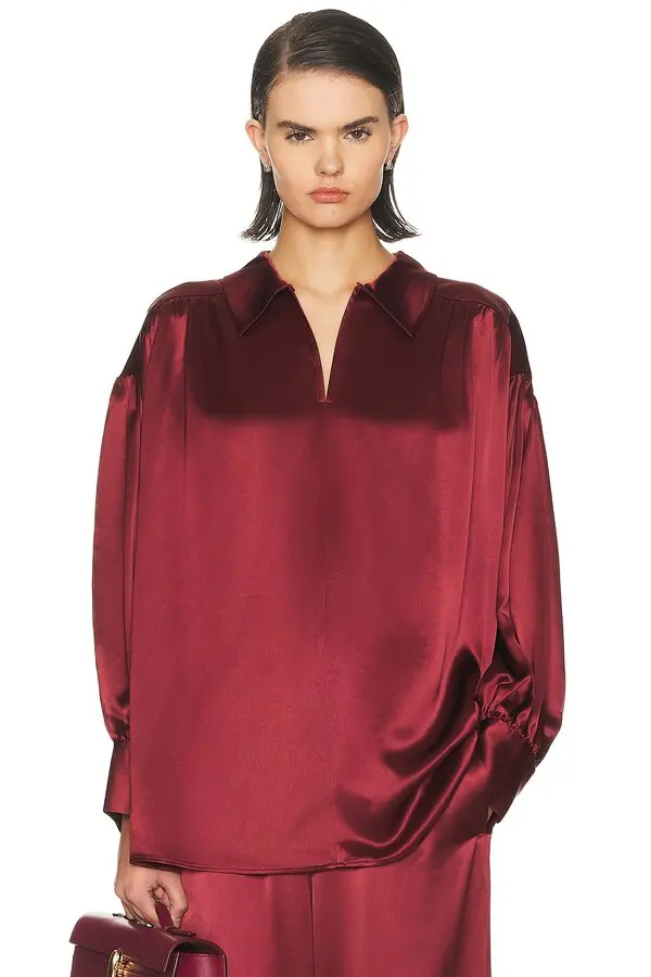 BY MALENE BIRGER Leonora Satin Blouse - Cabernet