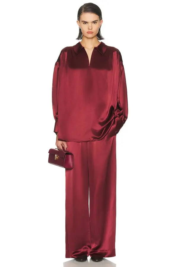 BY MALENE BIRGER Leonora Satin Blouse - Cabernet