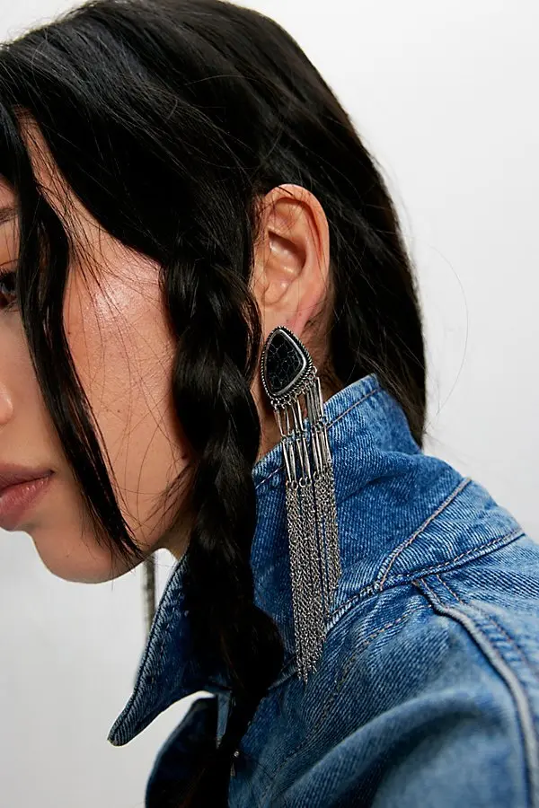 Free People Talk Sweet Fringe Dangle Earrings - Silver