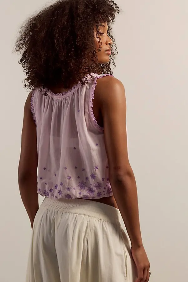 Free People Cherry Scallop Top - Lilac Ice