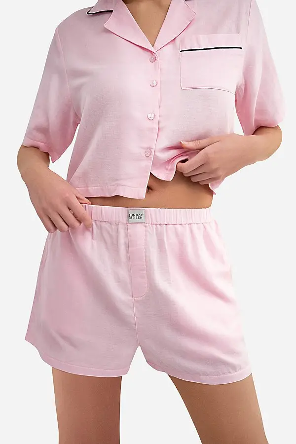 Free People Sunday Citizen Short Pj Set- Woven Cotton