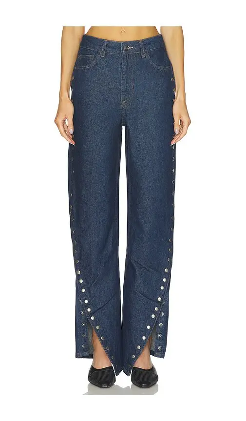 ROTATE BY BIRGER CHRISTENSEN Buttoned Wide Leg Jeans