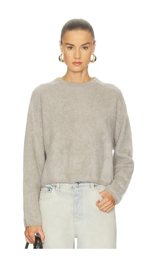 Soft Goat Brushed Crewneck Sweater - Greige