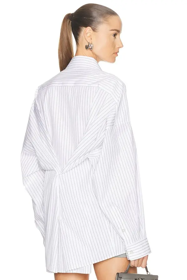 Helmut Lang Placket Cinch Shirt - White & Navy