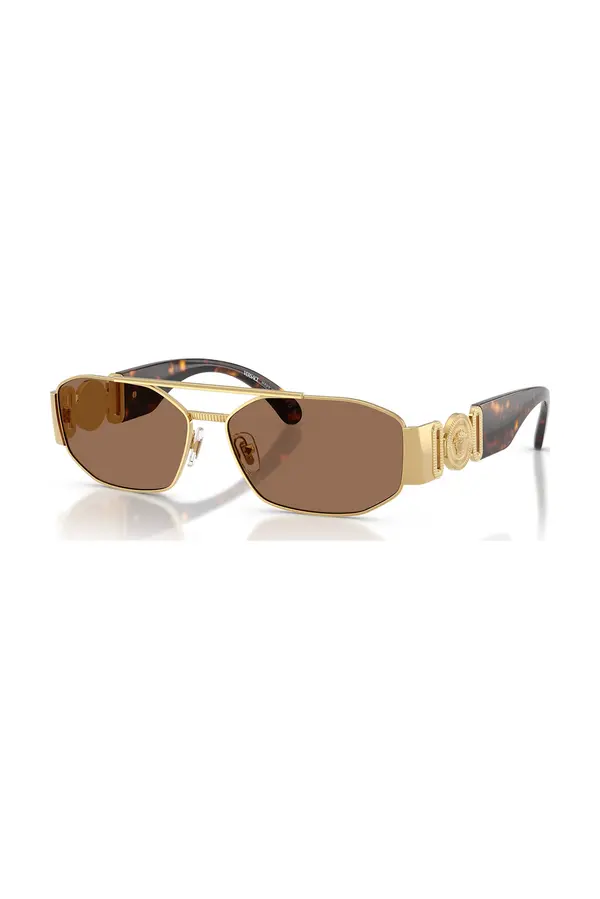 Versace Irregular Sunglasses With Adjustable Nosepads - Gold