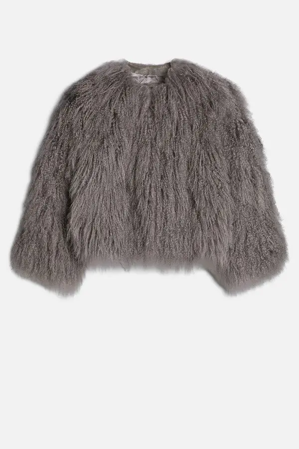 7 For All Mankind Shearling Fur Cropped Jacket