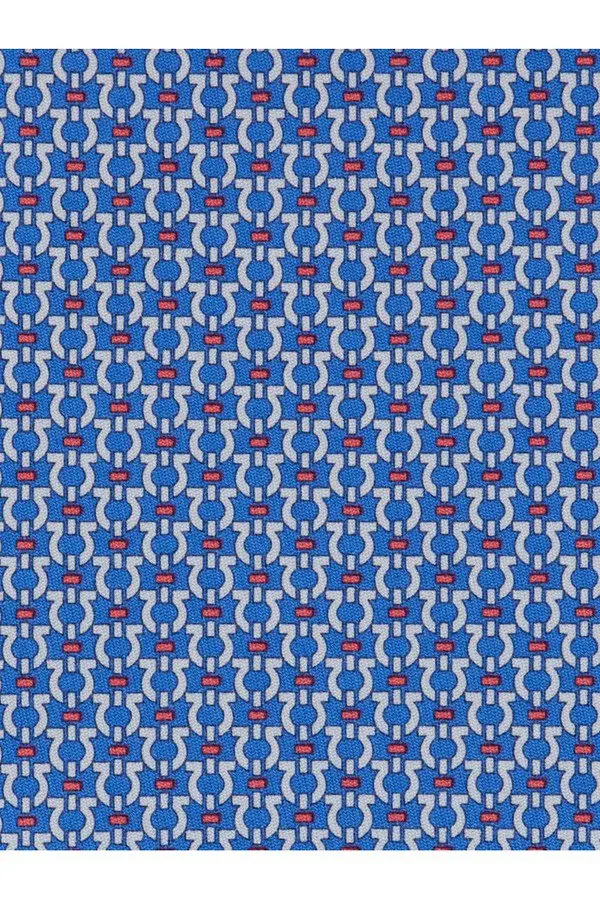 FERRAGAMO Gancini Print Silk Neck Tie - Blue