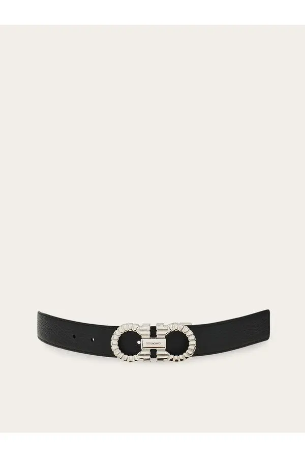 FERRAGAMO Reversible Gancini Belt - Black