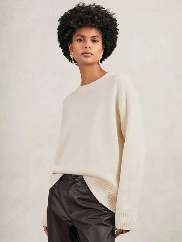 REISS Ella Wool-cashmere Crew-neck Jumper - Cream