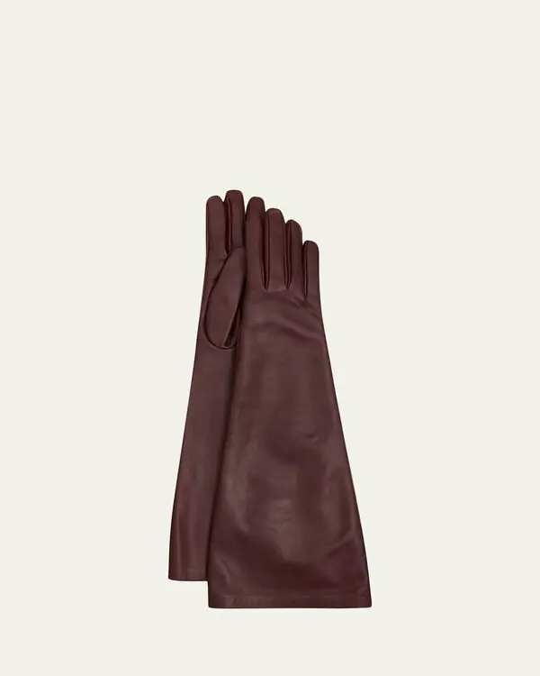 Saint Laurent Long Leather Gloves - Dark Brown