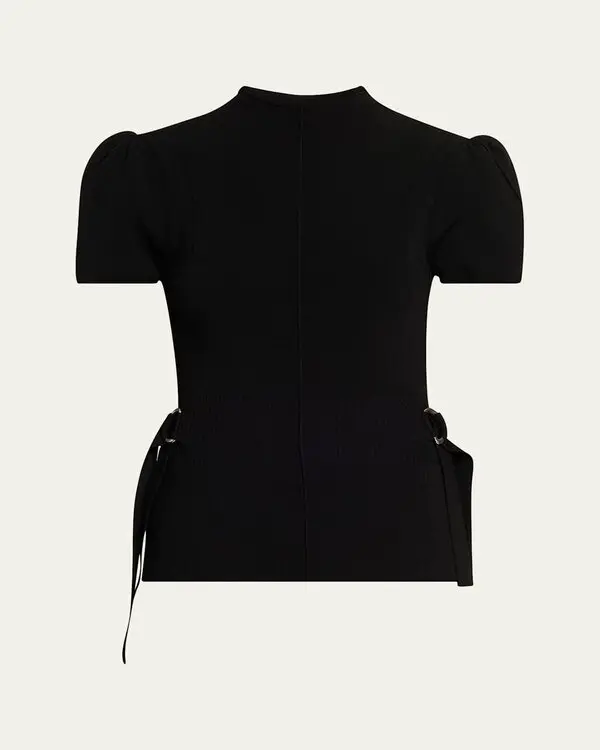 3.1 Phillip Lim Compact Rib Tulip Top - Black