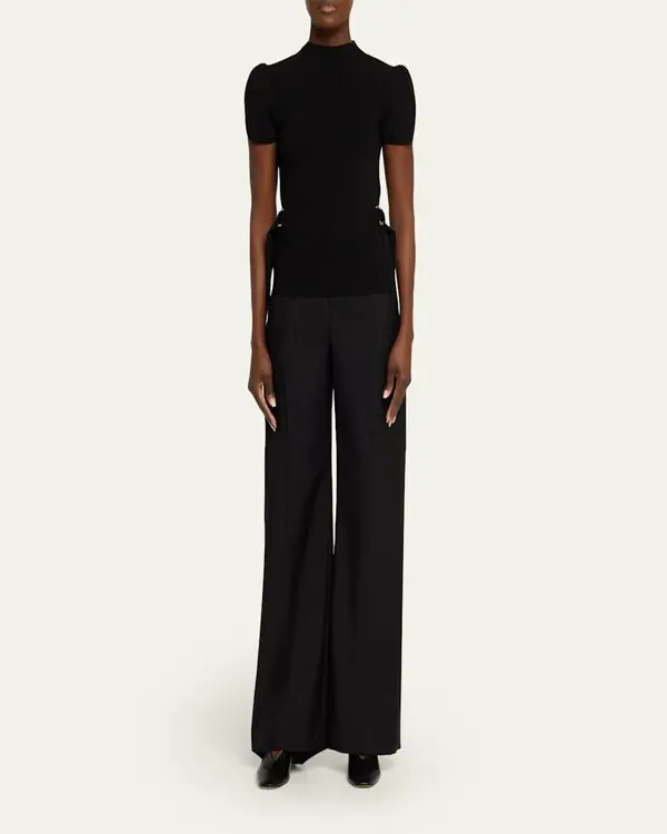3.1 Phillip Lim Compact Rib Tulip Top - Black