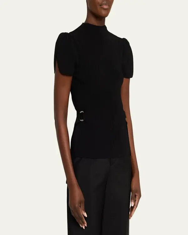 3.1 Phillip Lim Compact Rib Tulip Top - Black