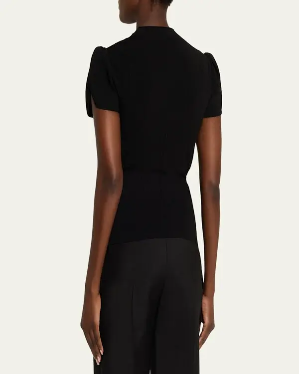 3.1 Phillip Lim Compact Rib Tulip Top - Black