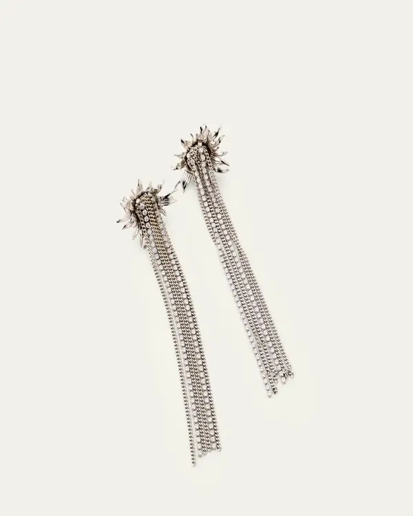 Alexander McQueen Sunflower Crystal Fringe Drop Earrings