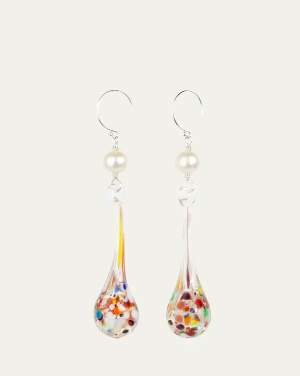 PRESLEY OLDHAM Blaze Pearl Drop Earrings - Silver