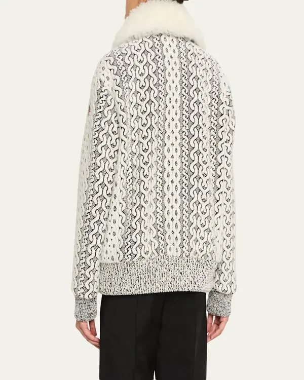 Moncler Beille Bomber Jacket With Detachable Shearling Collar