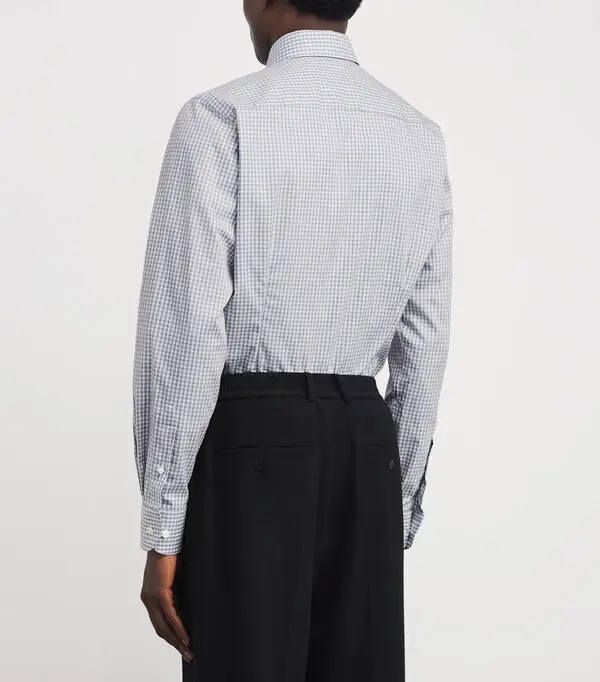 Eton Cotton Twill Melange Check Shirt - Blue