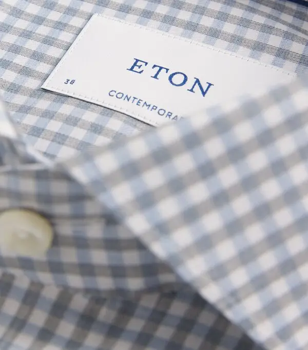 Eton Cotton Twill Melange Check Shirt - Blue