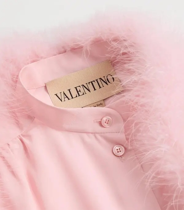 Valentino Garavani Silk Feather Boa Blouse