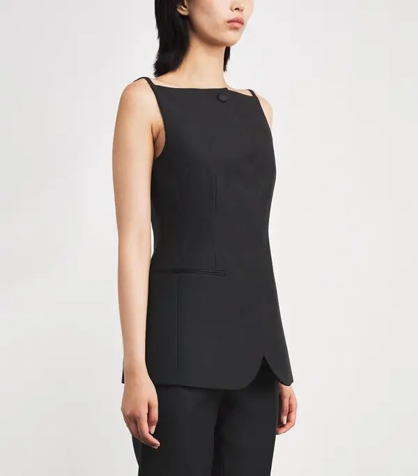 Brioni Wool-silk Square-neck Top