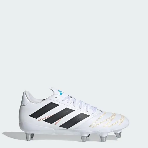 Adidas Kakari Elite Soft Ground Rugby Boots - Cloud White / Core Black / Lucid Aquamarine