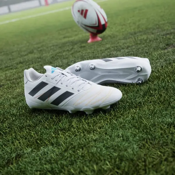 Adidas Kakari Elite Soft Ground Rugby Boots - Cloud White / Core Black / Lucid Aquamarine