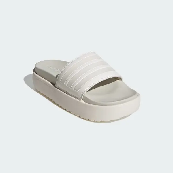 Adidas Adilette Platform Slides - Chalk White / Chalk White / Orbit Grey