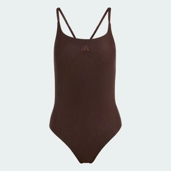 Adidas Iconisea Ribbed Padded Thin Straps Swimsuit - Aurora Coffee